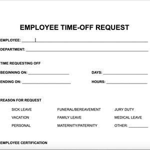 Employee Time-off Request Template. Vacation Request Form. PTO Request ...