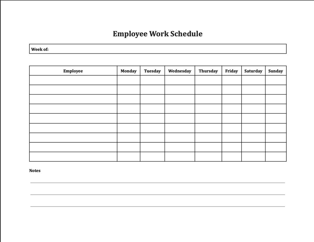 Employee Work Schedule. Pdf/google Docs. Employee Time Sheet. Employee ...
