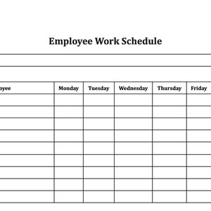 Employee Work Schedule Template, Editable Timesheet (PDF) - Etsy