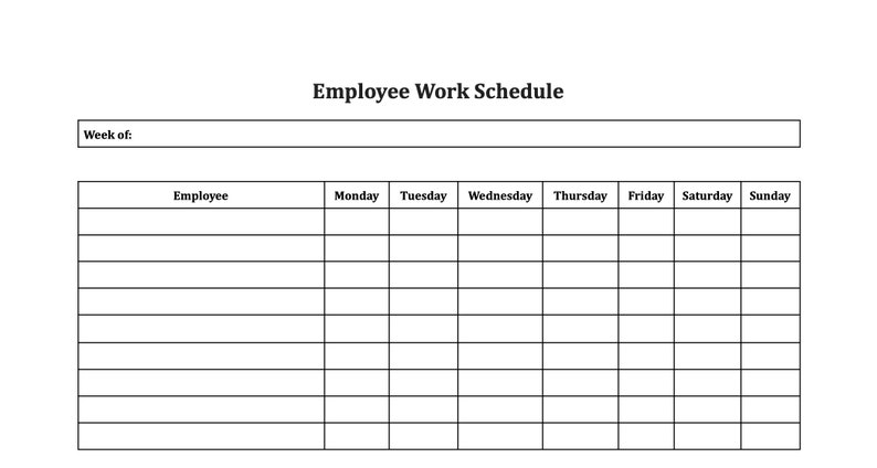 Employee Work Schedule Template, Editable Timesheet (PDF) - Etsy