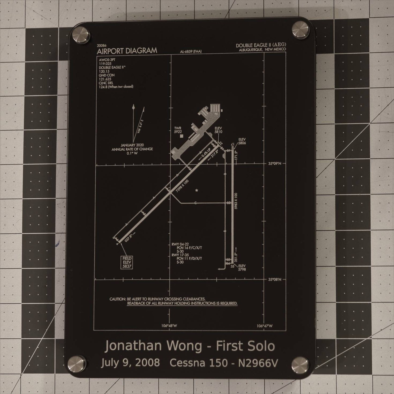 First Solo Flight| Custom First Solo Award | Clear Acrylic on Black ...
