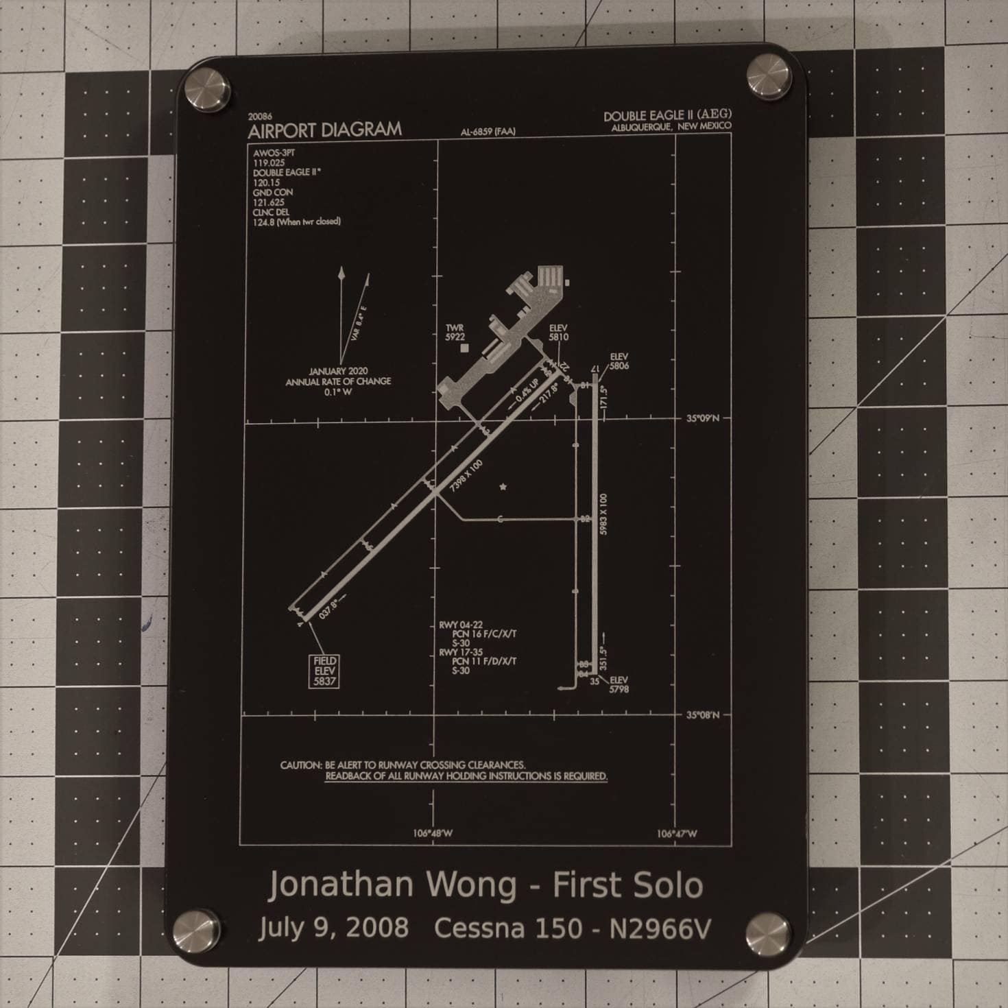 First Solo Flight| Custom First Solo Award | Clear Acrylic on Black ...