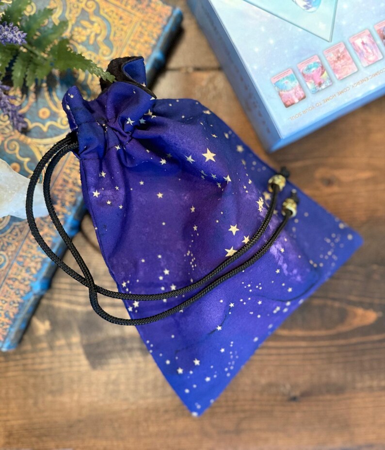 Tarot Card Tarot Deck Bag Drawstring Pouch - Purple Blue Night Sky ...