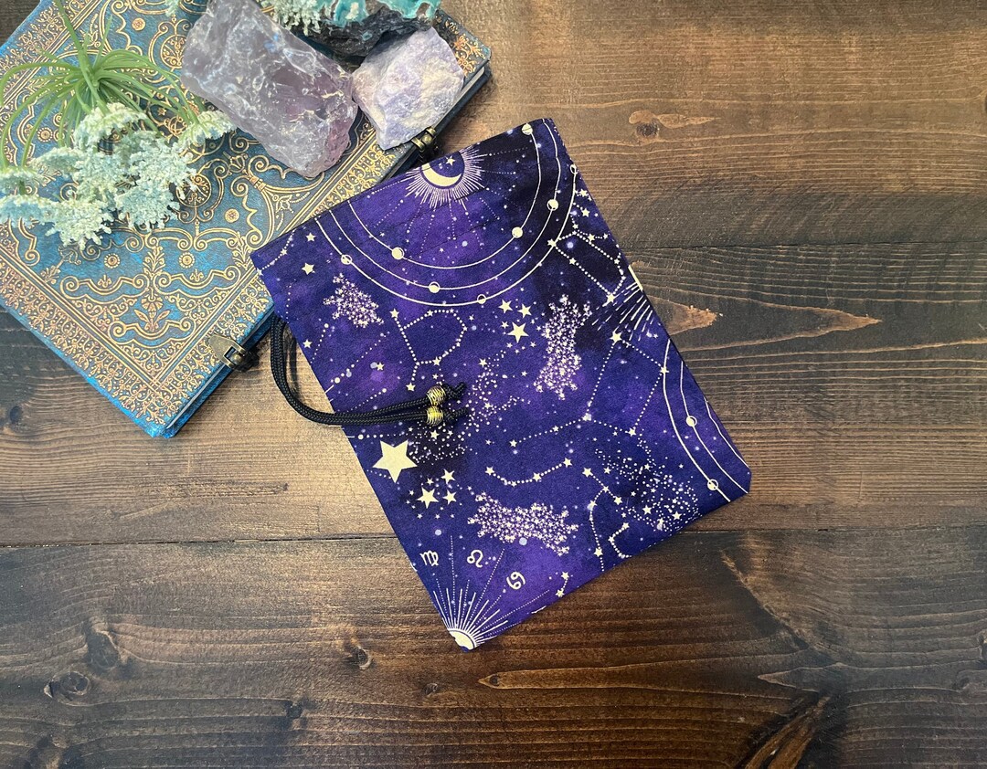 Tarot Card Tarot Deck Bag Drawstring Pouch - Purple Astrology, Stars ...