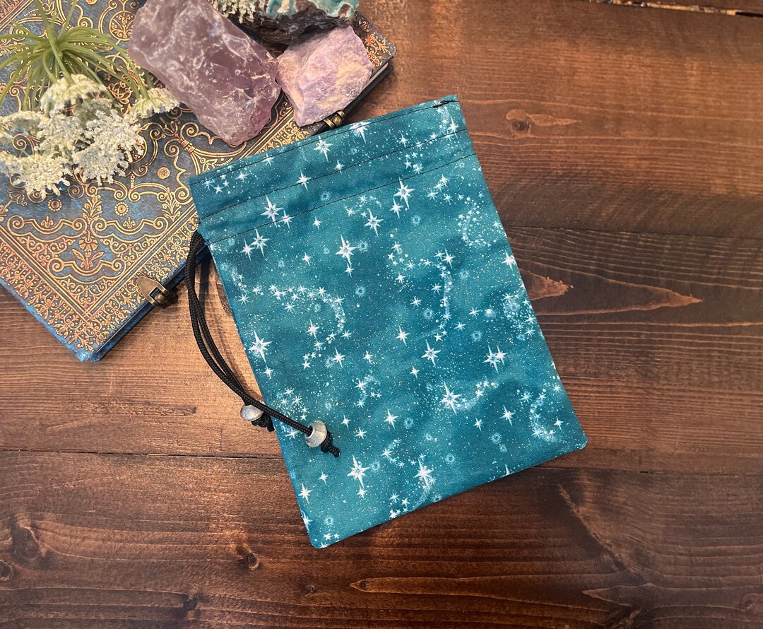 Tarot Card Tarot Deck Bag Drawstring Pouch Teal With Stars, Galaxy ...