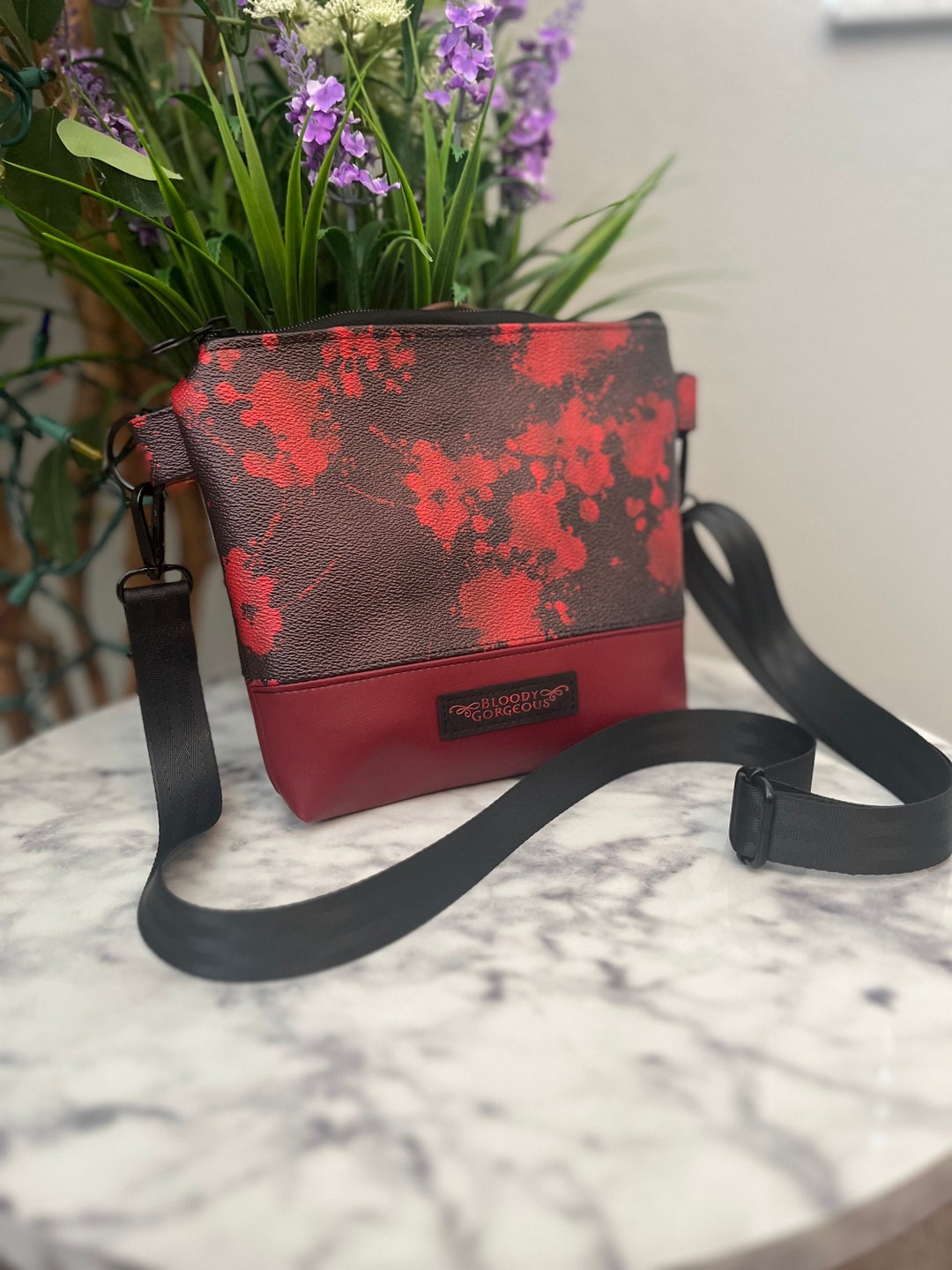 Crossbody Bag Blood Splatter Blood Spatter Black With Red - Etsy