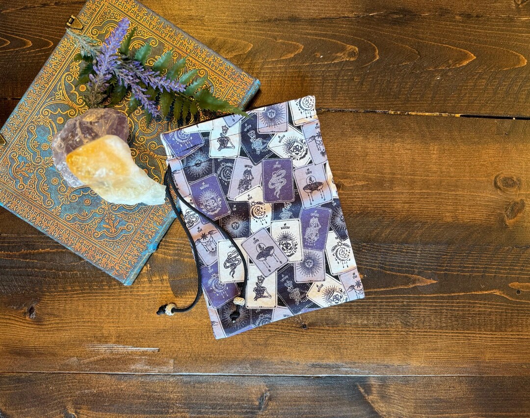 Tarot Card Tarot Deck Bag Drawstring Pouch - Purple Glitter Tarot Cards ...