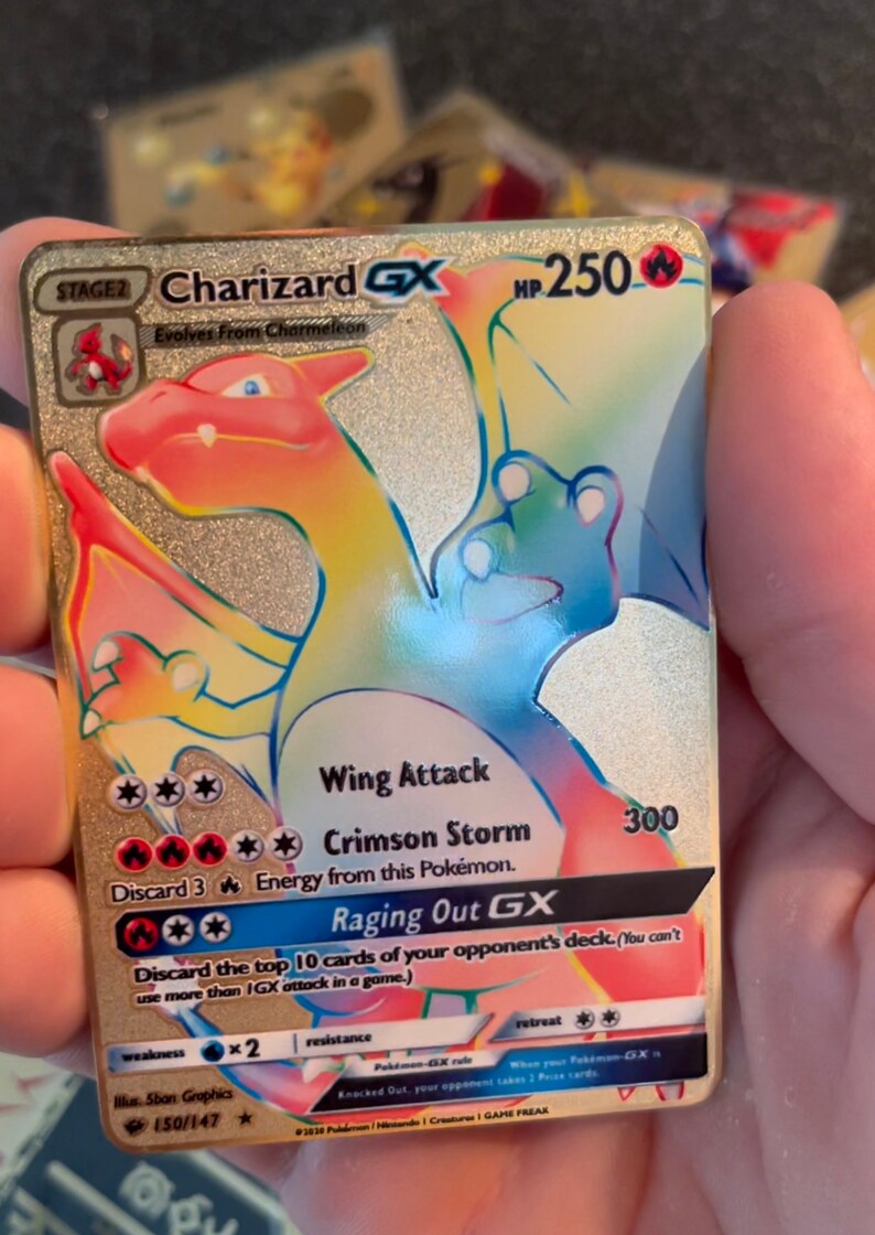 Gold Metal Rainbow Charizard Custom Pokemon Card Vmax Ex Gx Etsy UK Gold Metal Rainbow Charizard Custom Pokemon Card Vmax Ex Gx Etsy UK