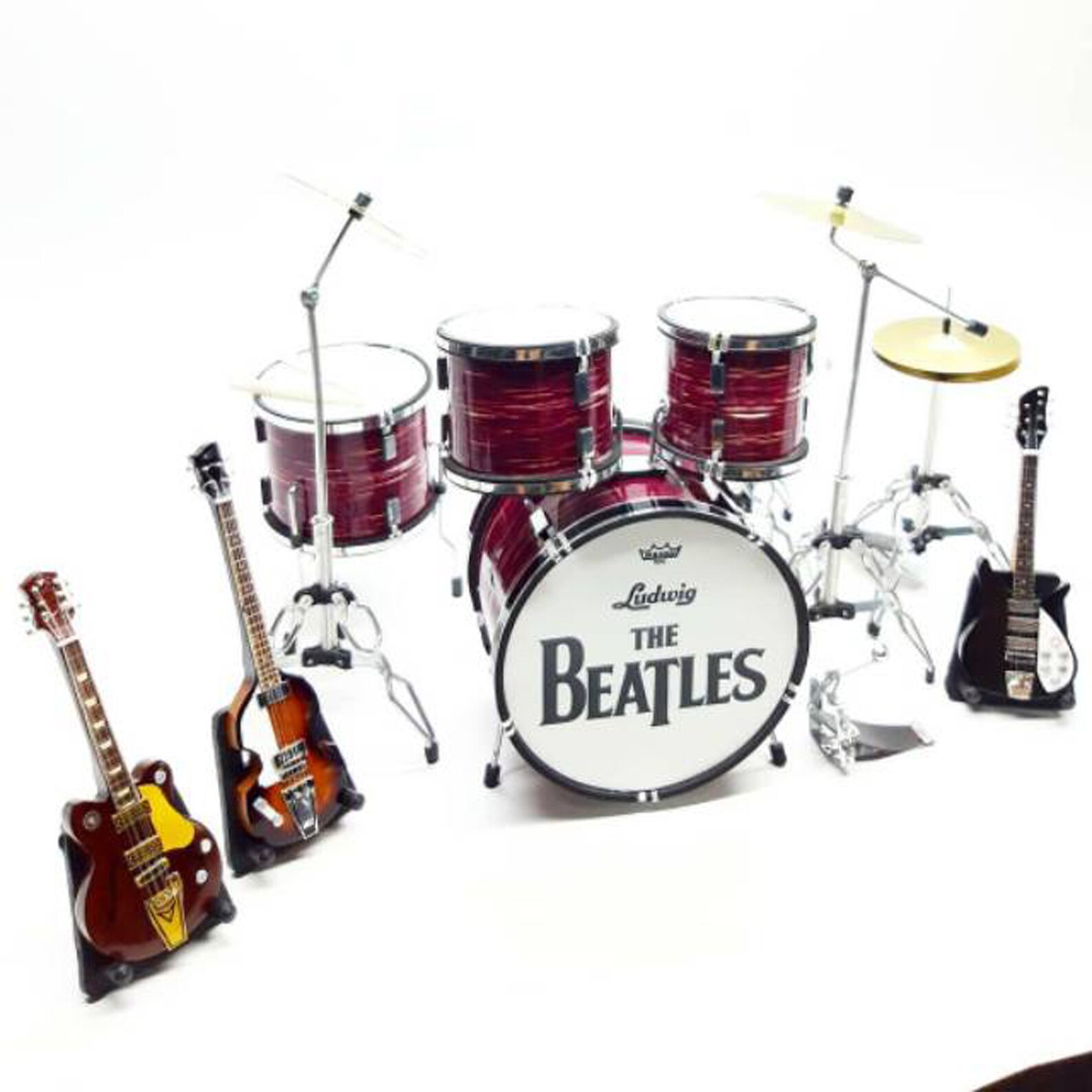 The Beatles Miniature Drum Set And Guitar Musical Instrument Etsy