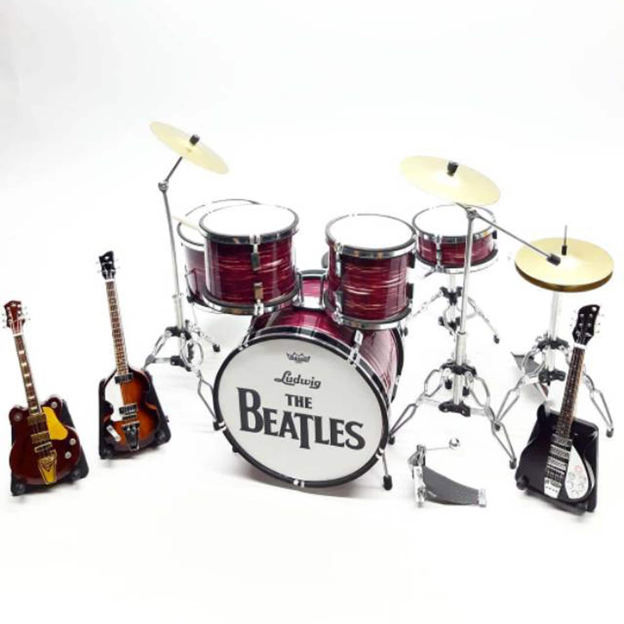 The Beatles Miniature Drum Set And Guitar Musical Instrument Etsy