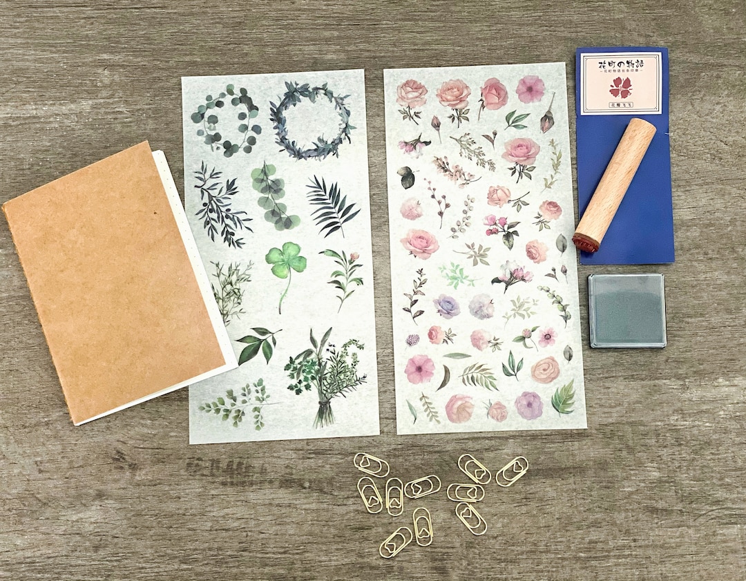 Bullet Journal Kit, Bullet Journal Starter Kit black Ink Flower Stamp ...