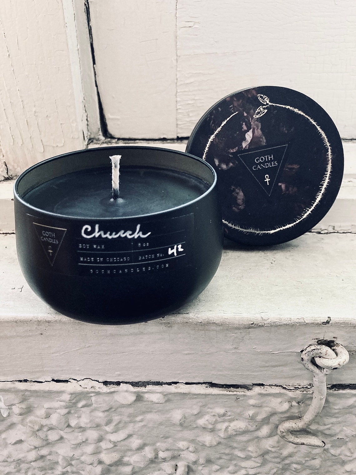 CHURCH | Frankincense and Myrrh Scent | Goth Candles | Black Premium ...