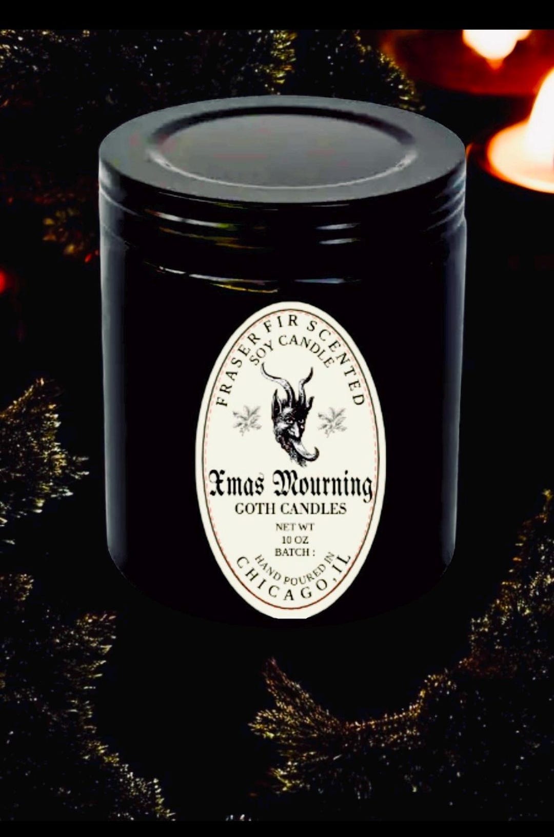 Goth Christmas Fraser Fir Soy Candle - Xmas Mourning - Etsy