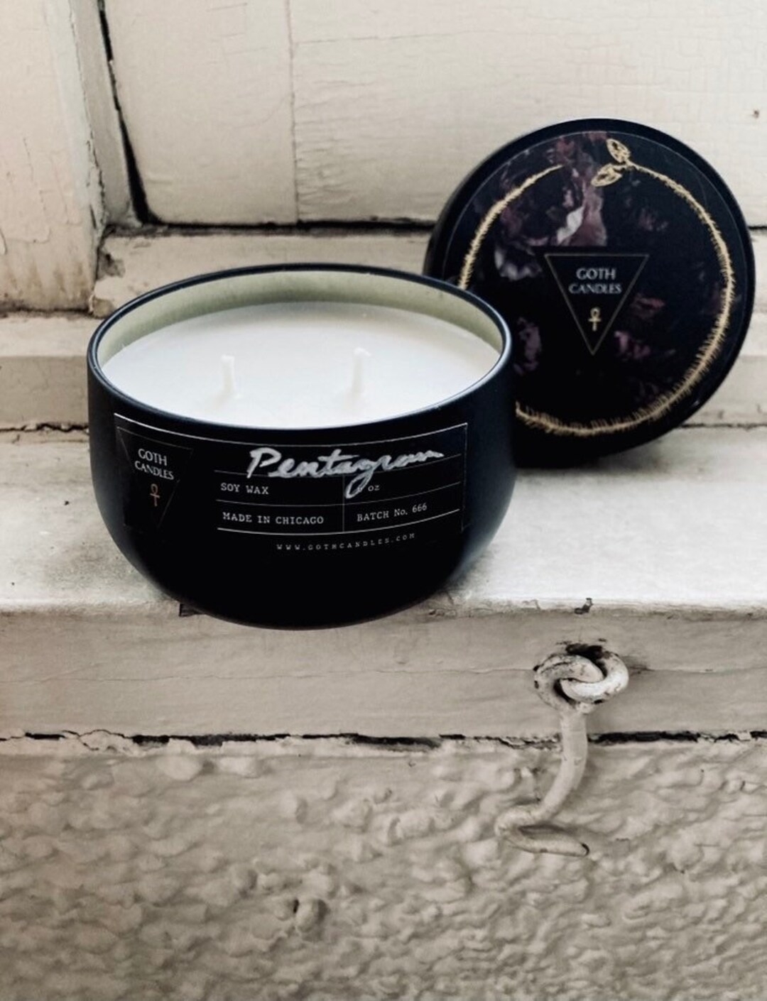 Sage + Salt | PENTAGRAM | Goth Candles | Protection Candle | Soy 8oz - Etsy