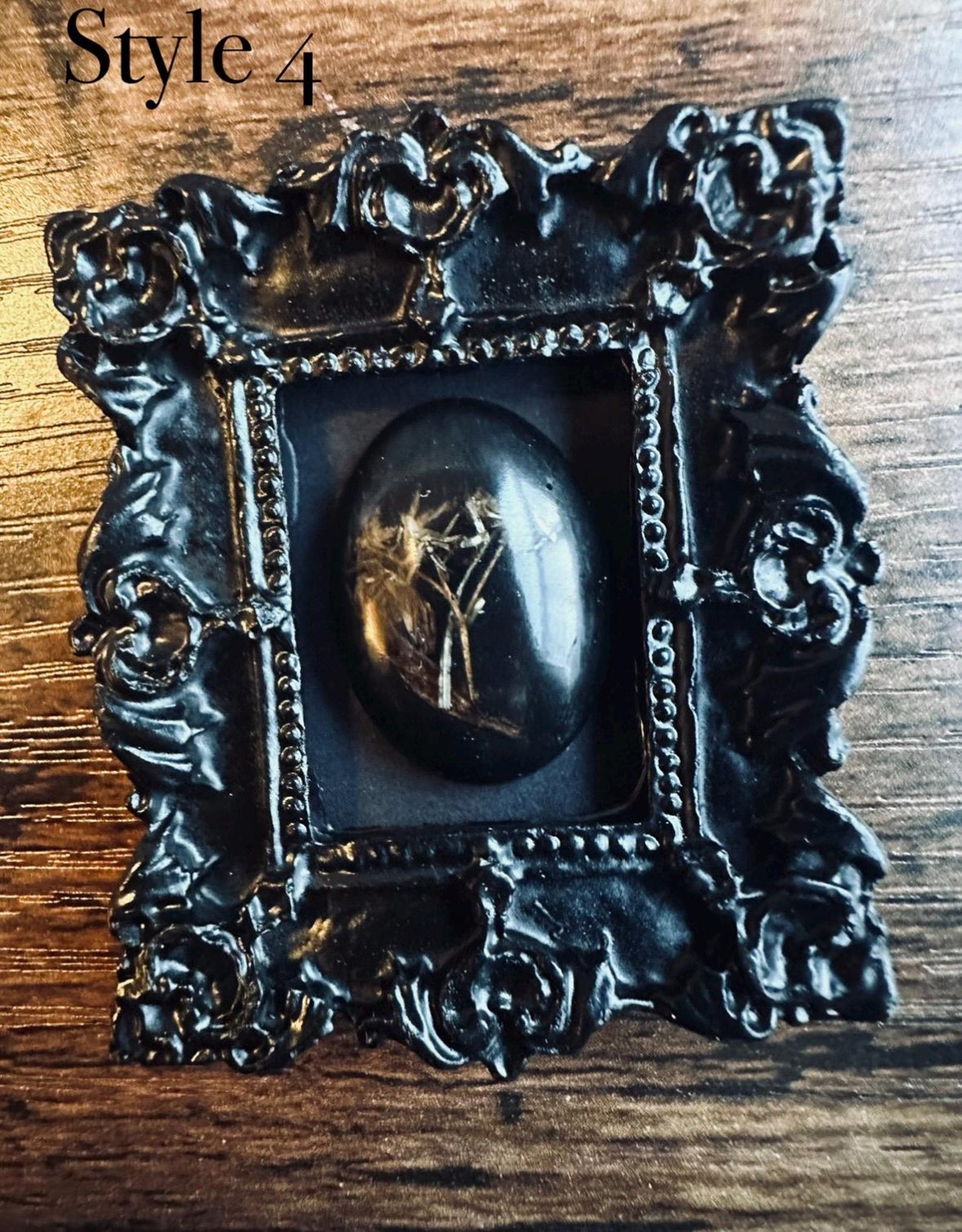 Goth Flower Magnets: Black Epoxy Resin, Valentines Dried Flowers Hand ...