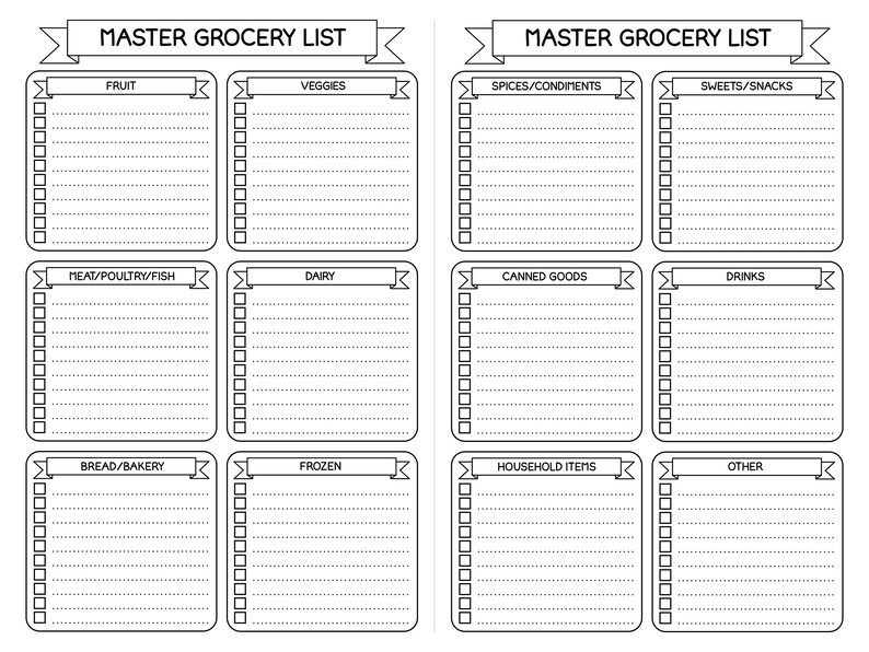 Master Grocery List & Weekly Meal Planner! - Etsy