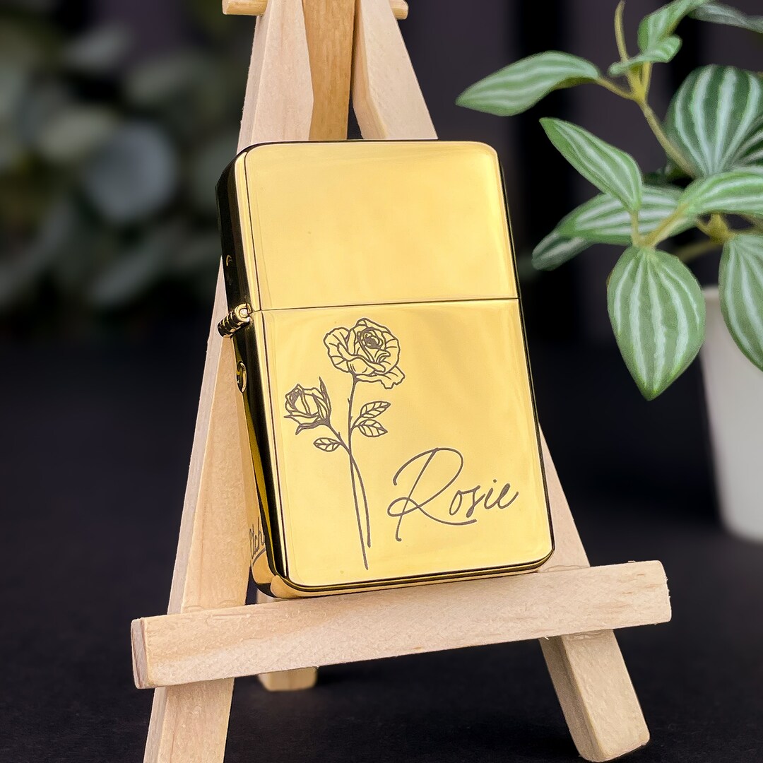 Birth Flower Lighter || Engraved Lighter Gift for Girlfriend || Gift ...