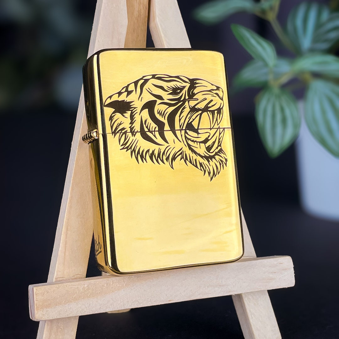Tiger Custom Engraved Lighter || Personalised Lighter Gift for Him and ...