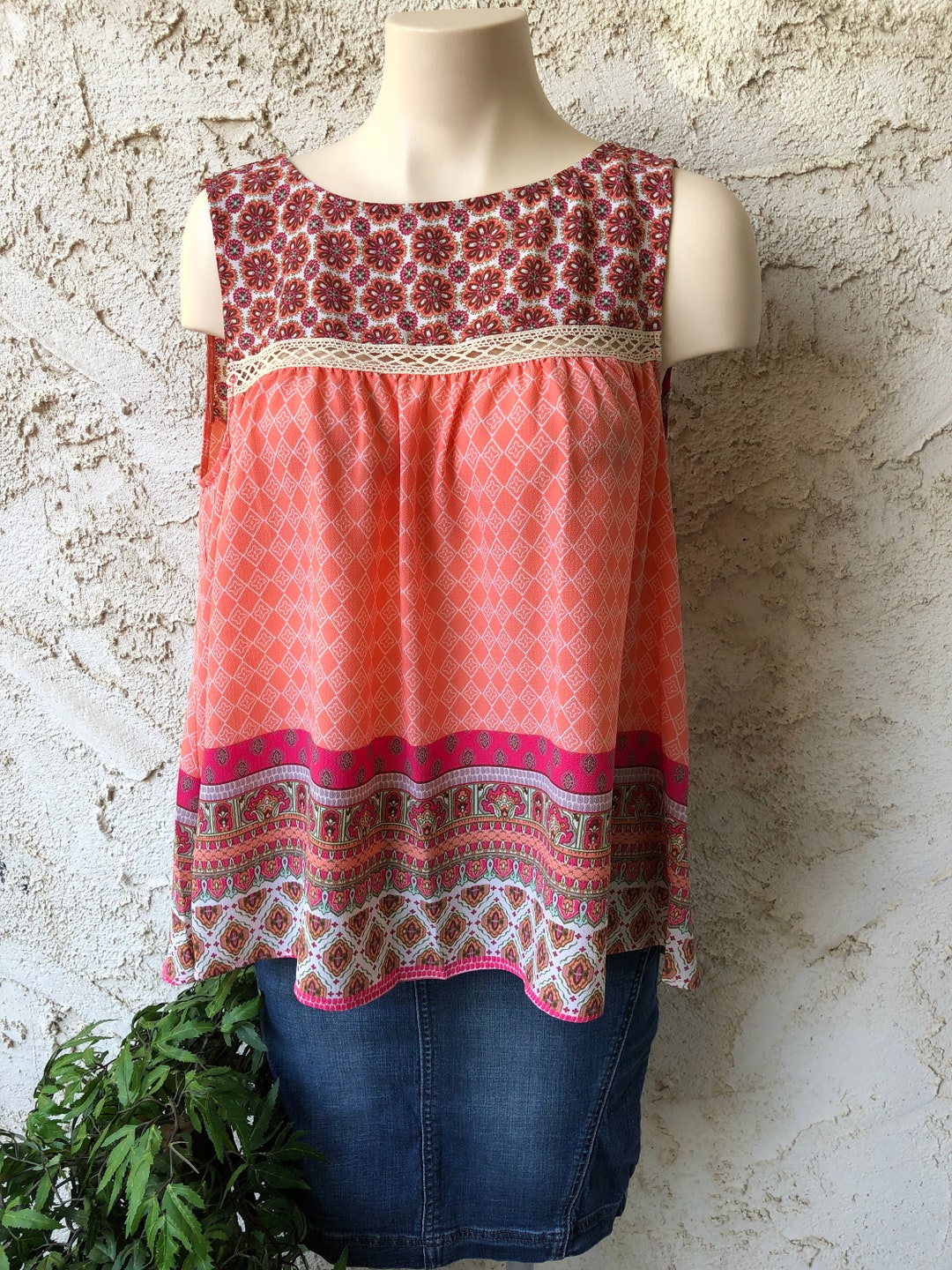 Fig & Flower Sleeveless Boho Tunic Top - Etsy Canada