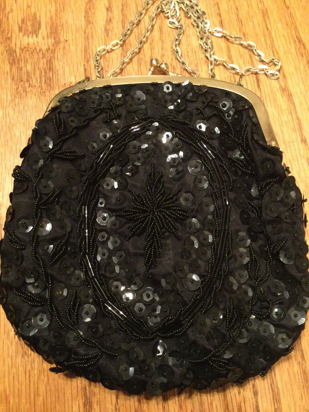 Vintage Sequence Black Handbag/ Purse - Etsy