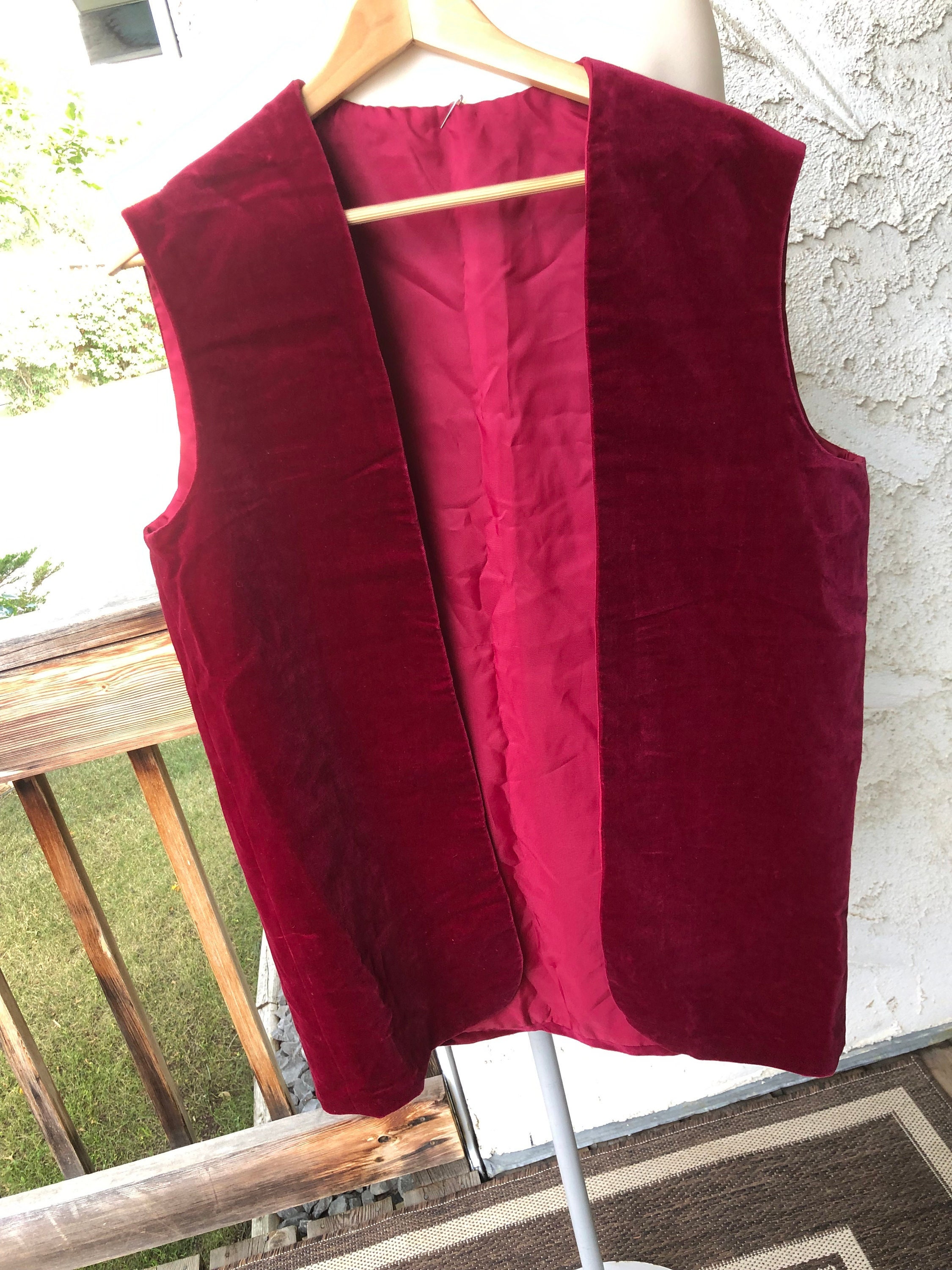 Vintage Men’s Red Velvet Vest - Etsy