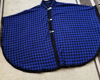 Checkered Wool Hooded Cape in Black and White. Plaid Felt - Etsy