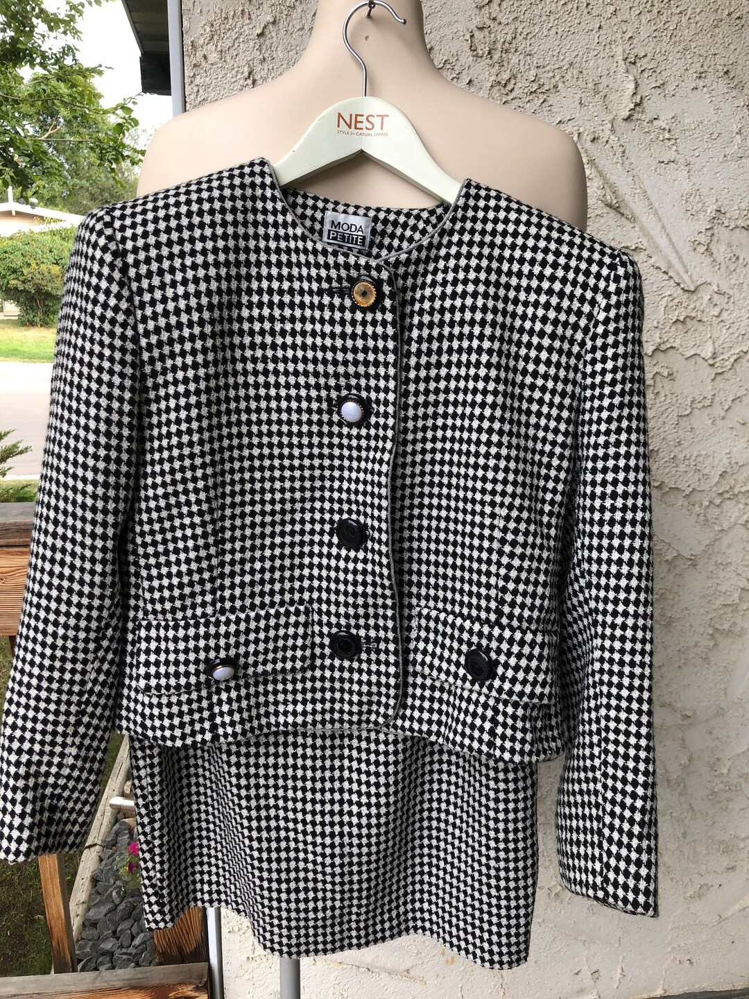 Vintage Black and White Checkered 2 Piece Skirt Set - Etsy