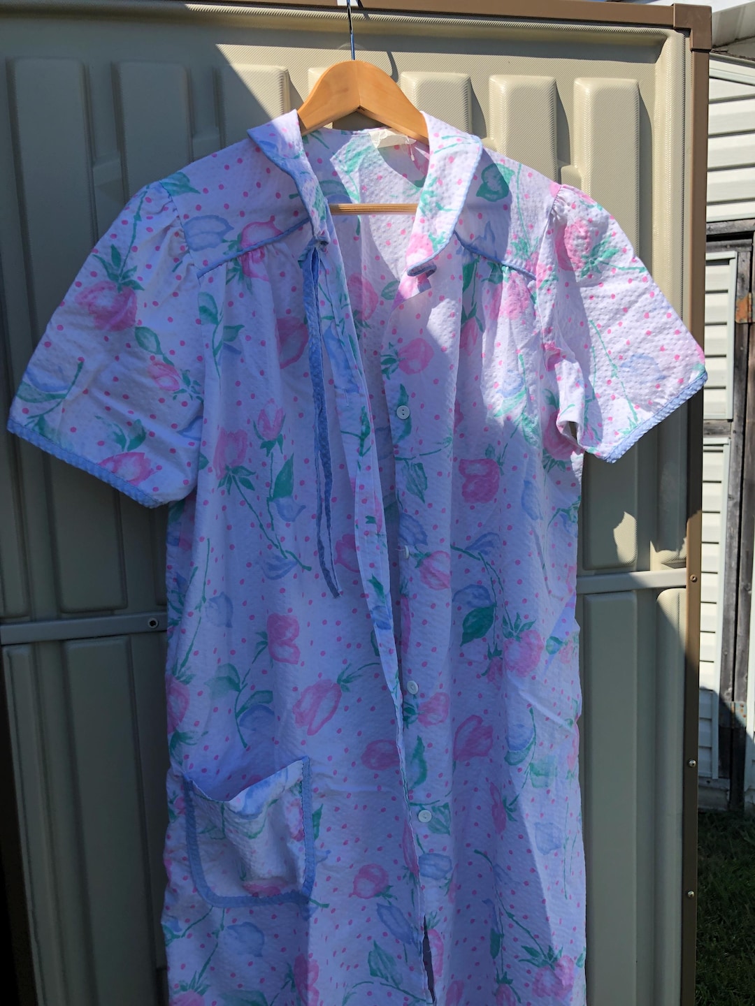 Pink Floral Cotton Housecoat - Etsy