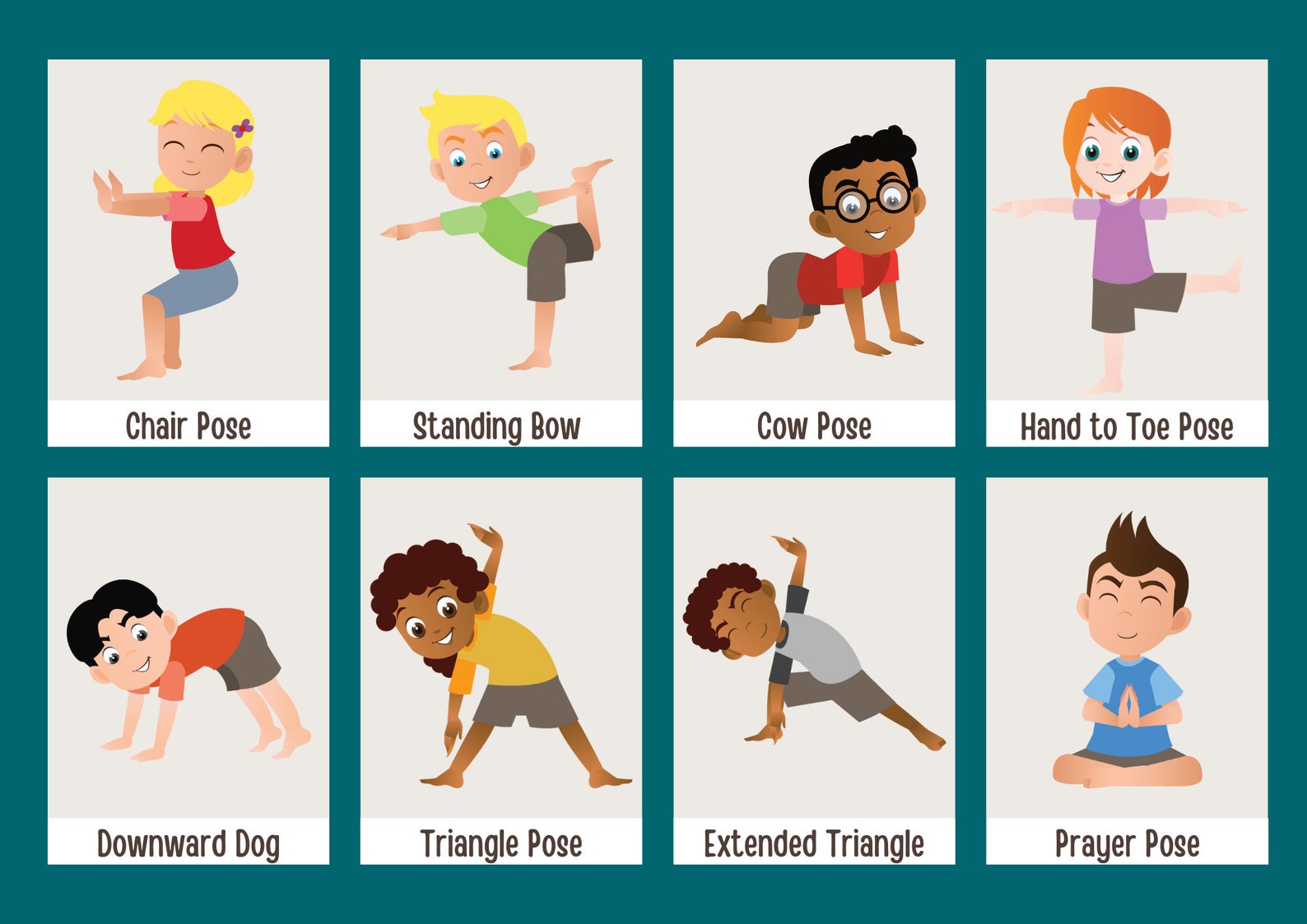 Kids Yoga Poses, Yoga Poses, Yoga Poses for Beginners, Printable Yoga ...