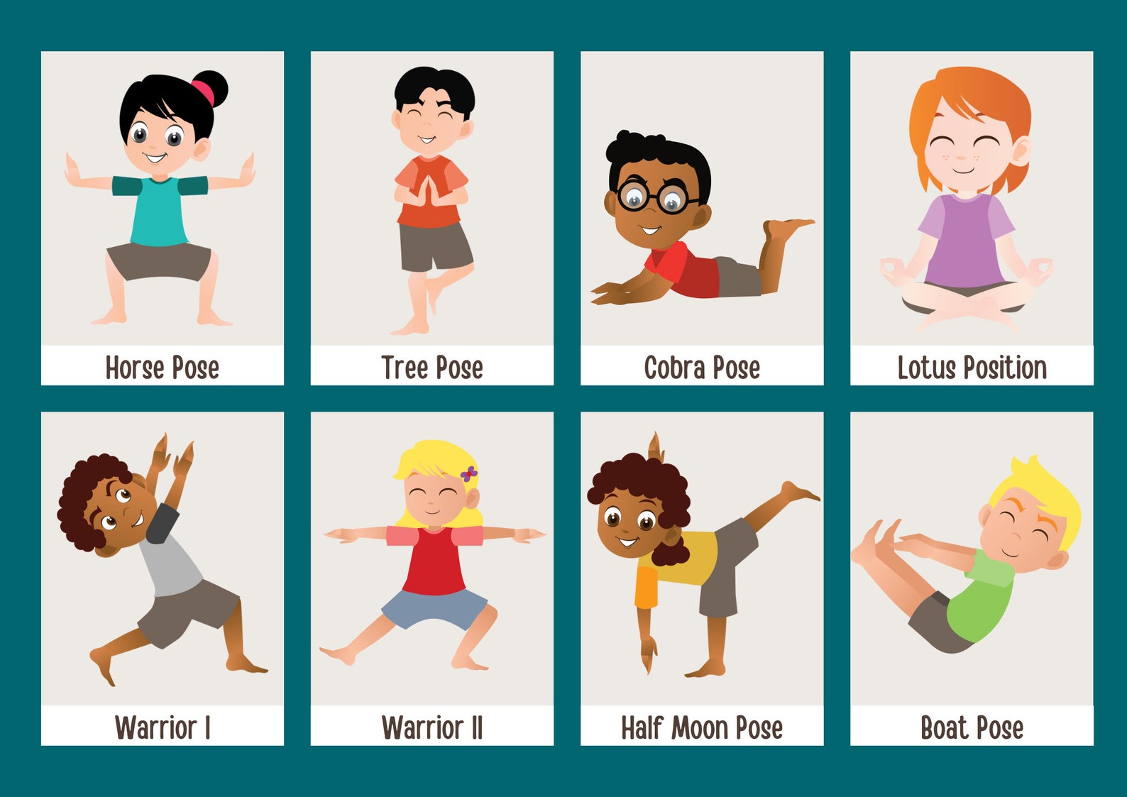 Kids Yoga Poses, Yoga Poses, Yoga Poses for Beginners, Printable Yoga ...