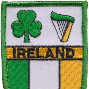 Ireland Shamrock and Harp Shield Embroidered Patch - Etsy
