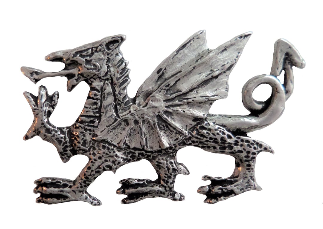 Welsh Dragon Wales Pewter Pin Badge - Hand Made in Cornwall - Etsy