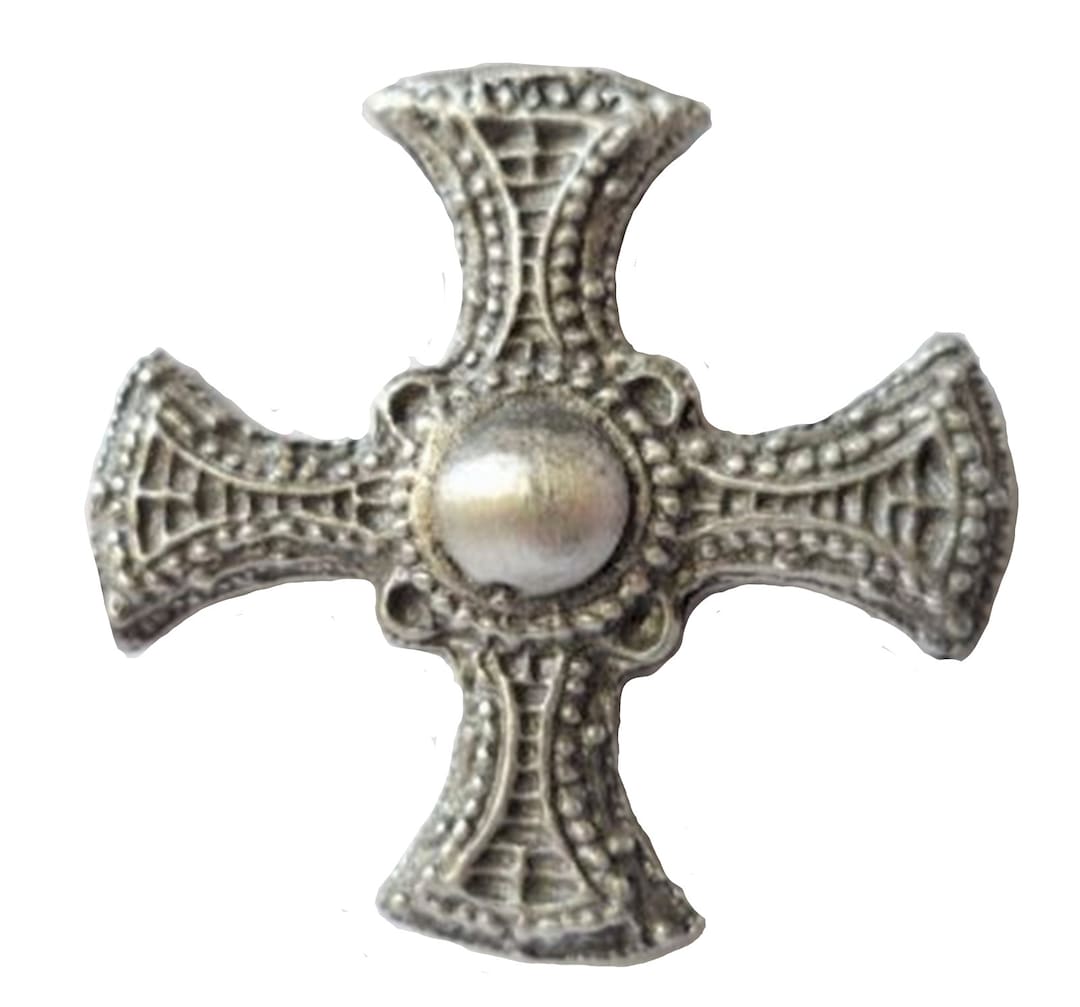St Cuthbert's Celtic Cross Small Pewter Pin Badge - Hand Made in the ...