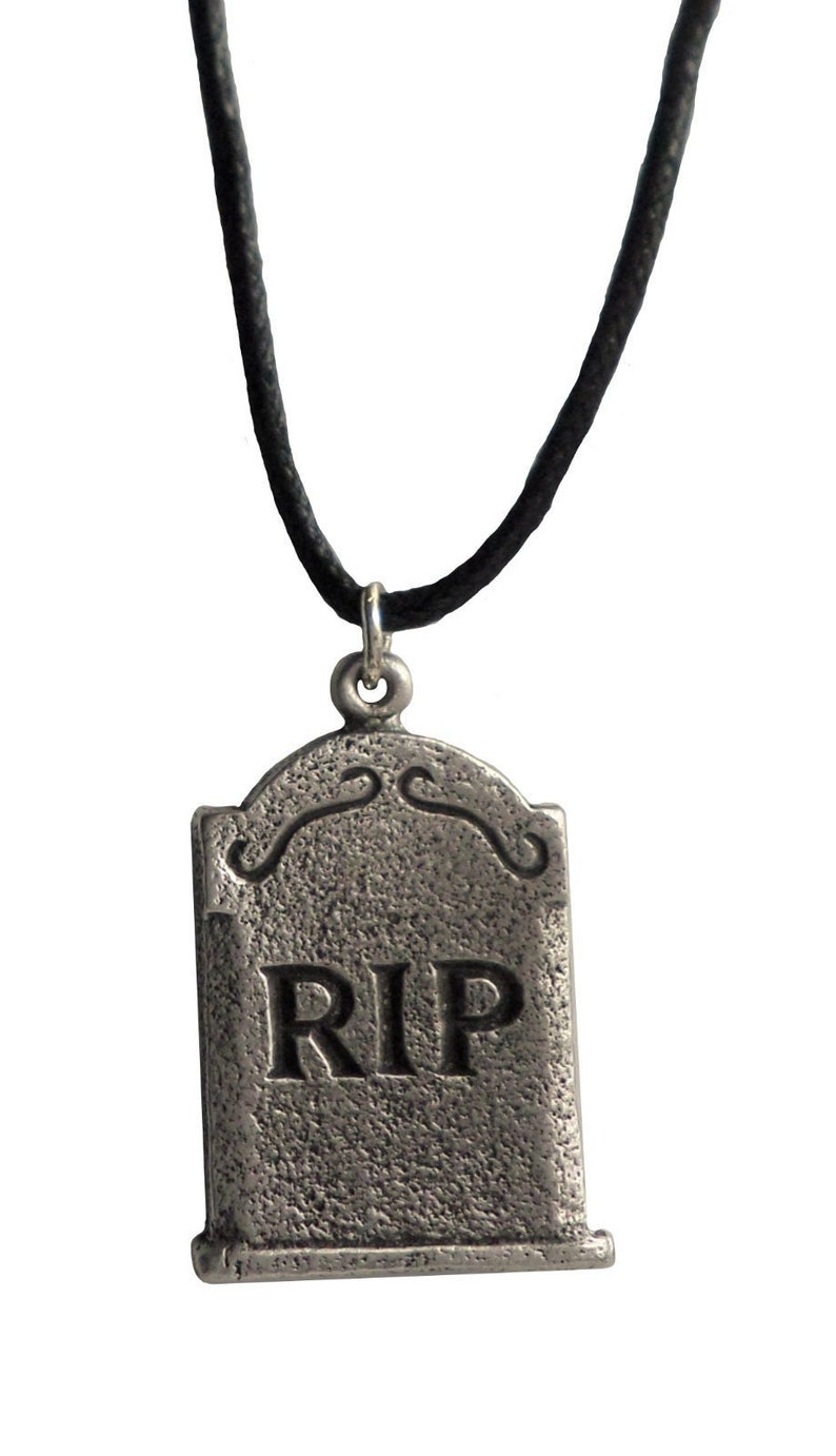 Gravestone Tombstone RIP Gothic Pewter Pendant Necklace Hand - Etsy