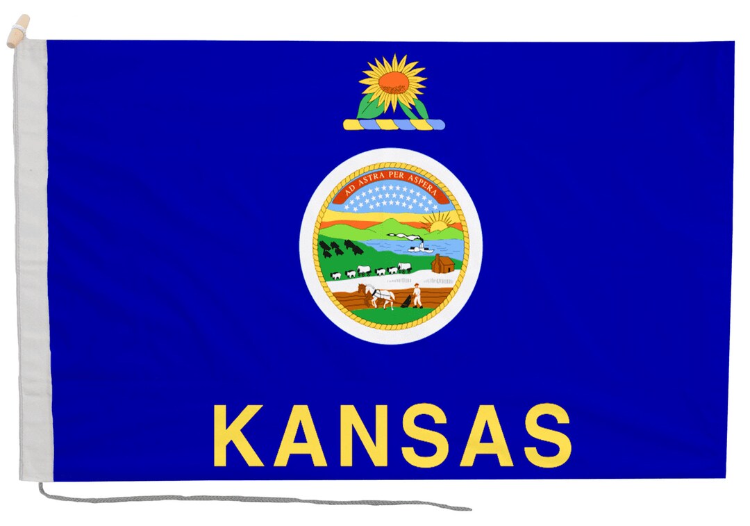 Kansas Flag With Eyelets or Rope and Toggle - Hand Made in the UK - Etsy