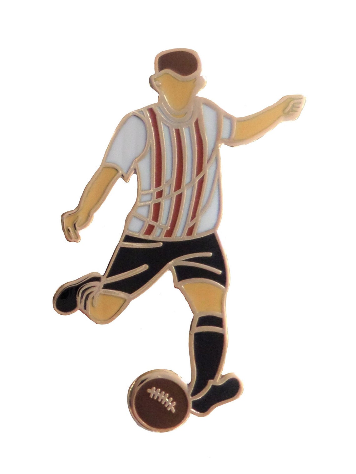 Football Soccer Player Pin Badge Red & White Stripes - Etsy UK