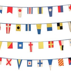 Nautical Signal Bunting - 40 Flags - Fully Sewn Cotton Aged & Vintage ...