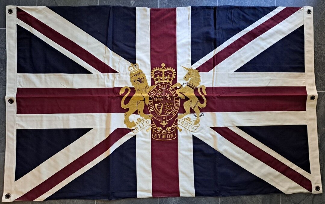 United Kingdom UK Union Jack Royal Crest Fully Sewn Flag 152cm X 101cm ...