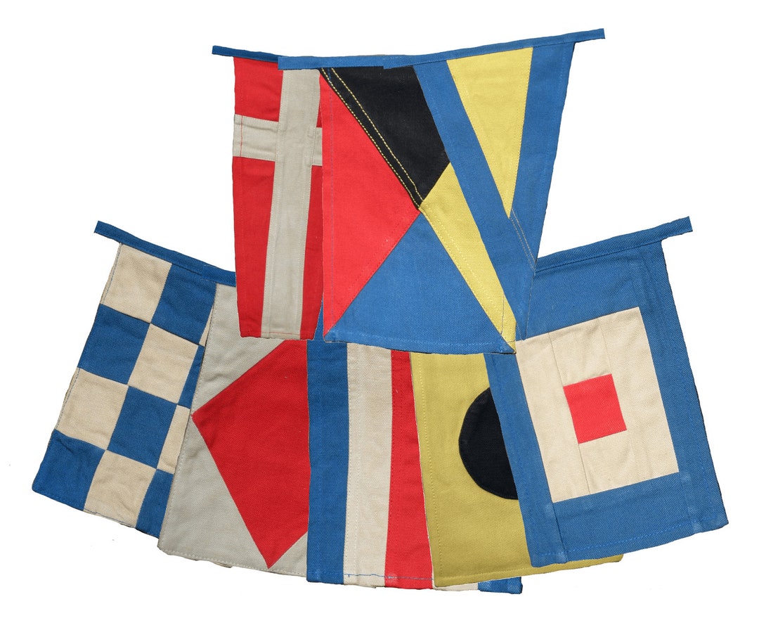 Nautical Signal Bunting - 40 Flags - Fully Sewn Cotton Aged & Vintage ...