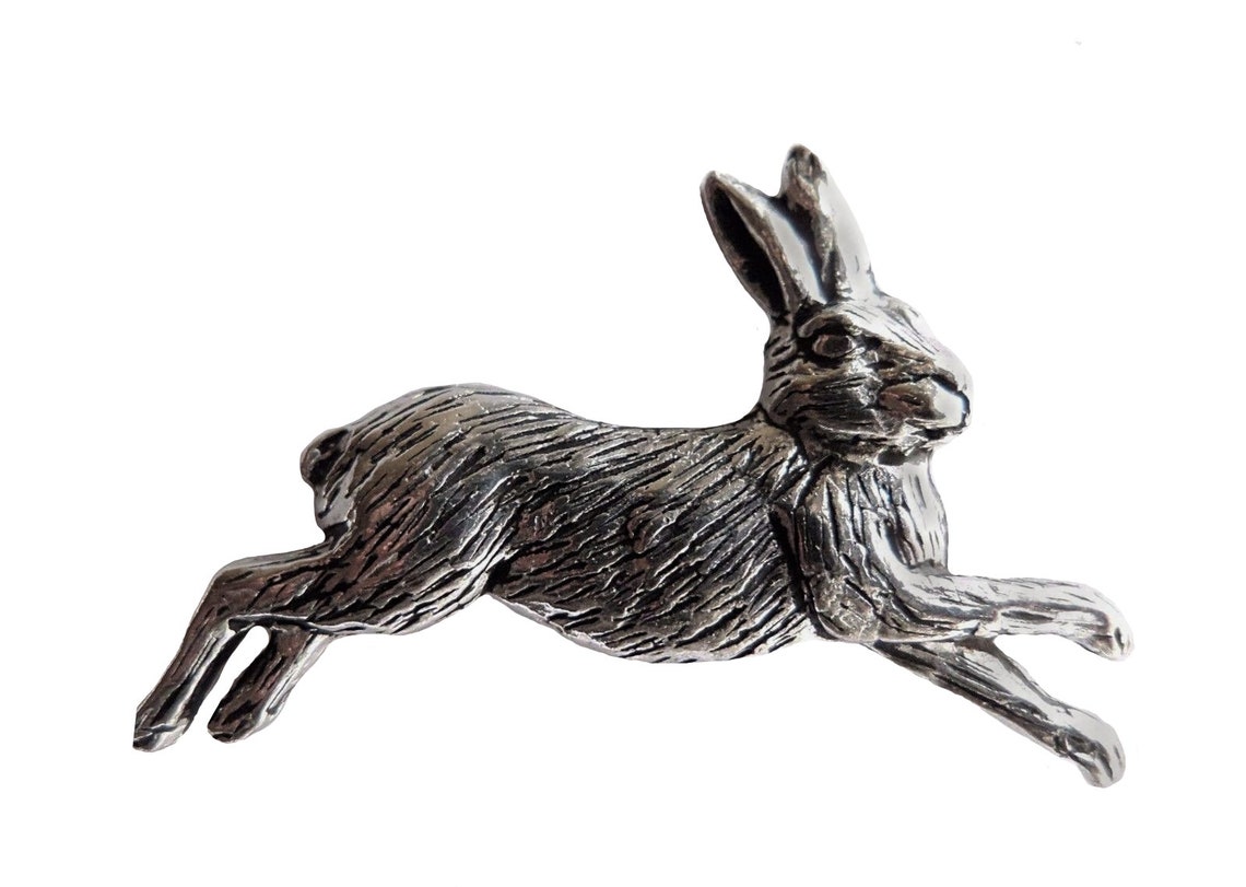 Hare Running Pewter Pin Badge Hand Made in Cornwall - Etsy