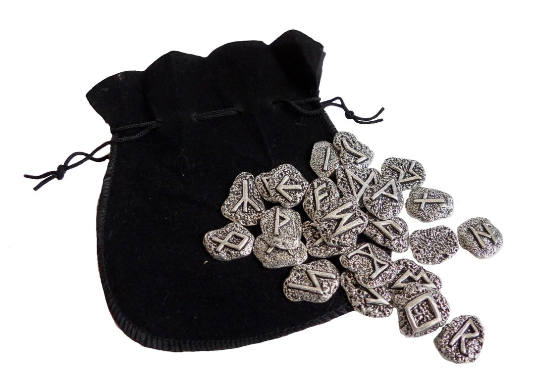 Rune Stone Set of 25 Elder Futhark Alphabet Hand Made in Pewter in ...