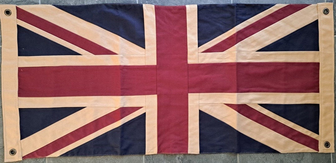 United Kingdom Union Jack Aged & Vintage Look Fully Sewn Cotton Flag ...