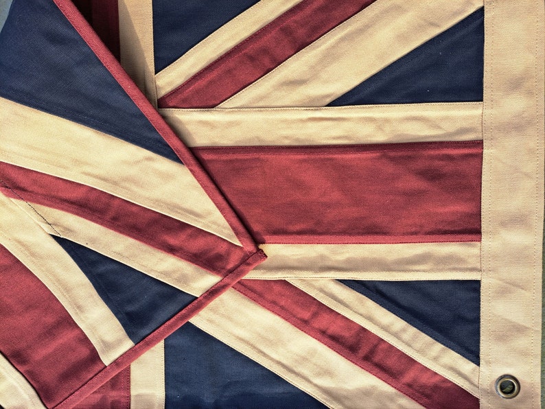 Union Jack Aged & Vintage Look Fully Sewn Cotton Flag - 76cm X 43cm - 2 ...