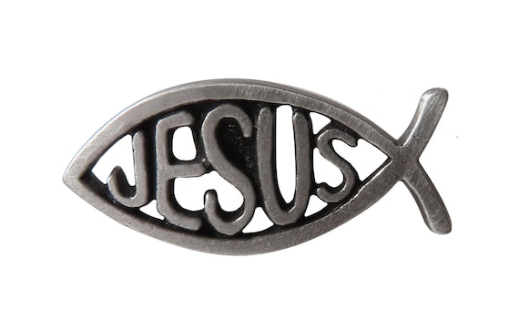 Ichthys Jesus Fish Christian Pewter Pin Badge Hand Made in - Etsy