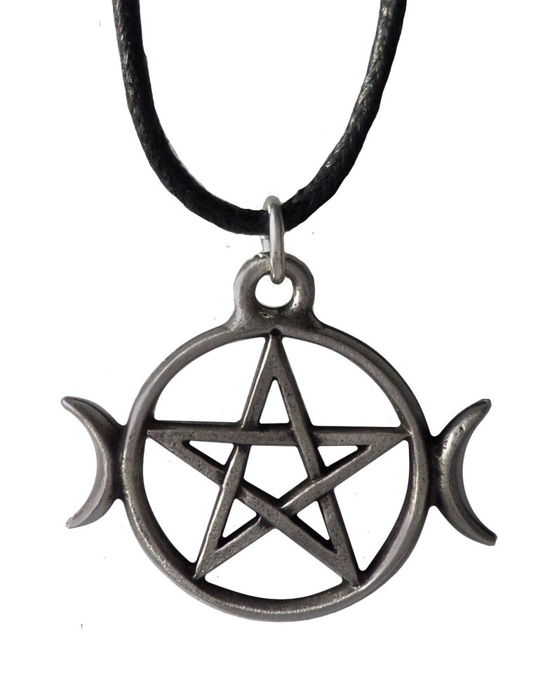 Pentacle Pewter Pendant Necklace with Moons - Hand Made in The United ...