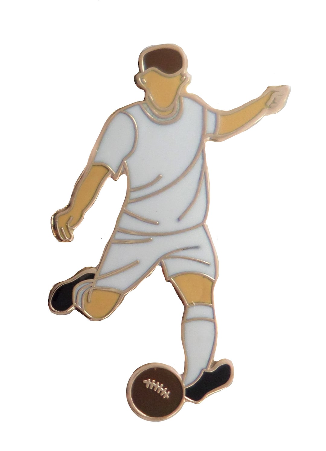 Football Soccer Player Pin Badge - All White - Etsy
