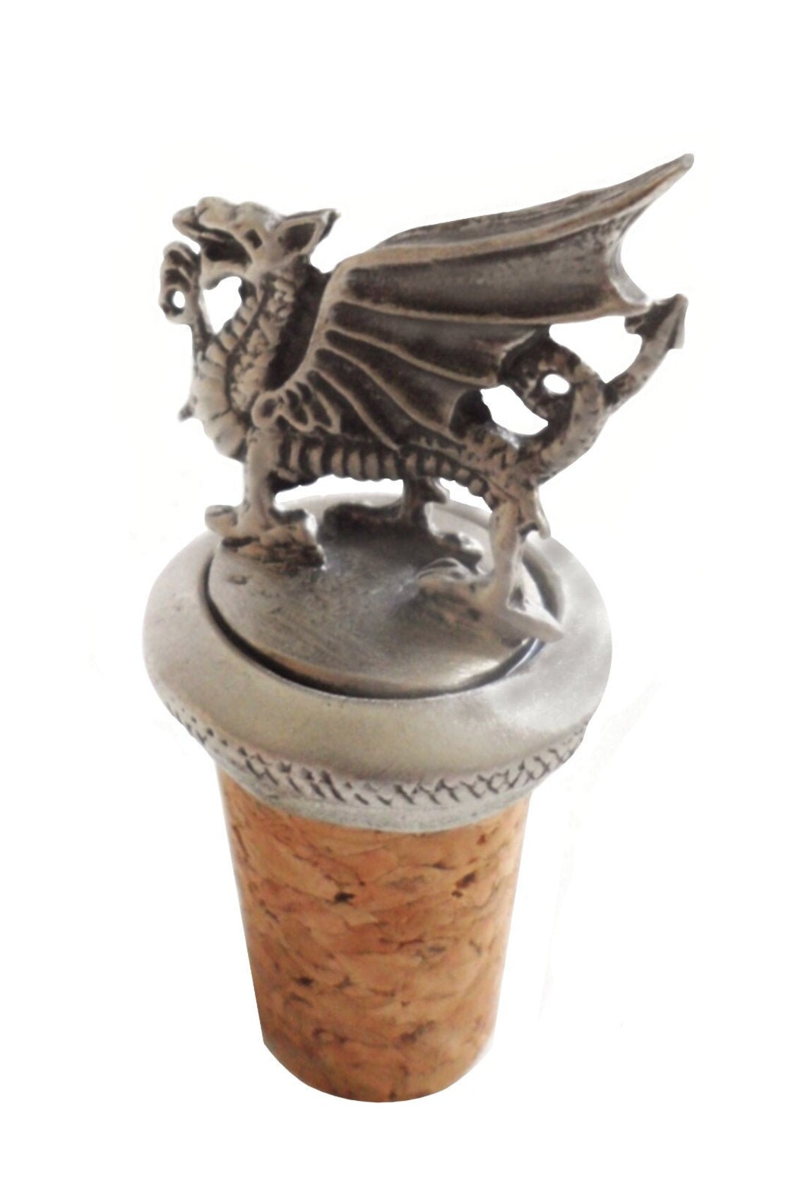 Wales Welsh Dragon Pewter and Cork Wine Bottle Stopper - Hand Made in ...
