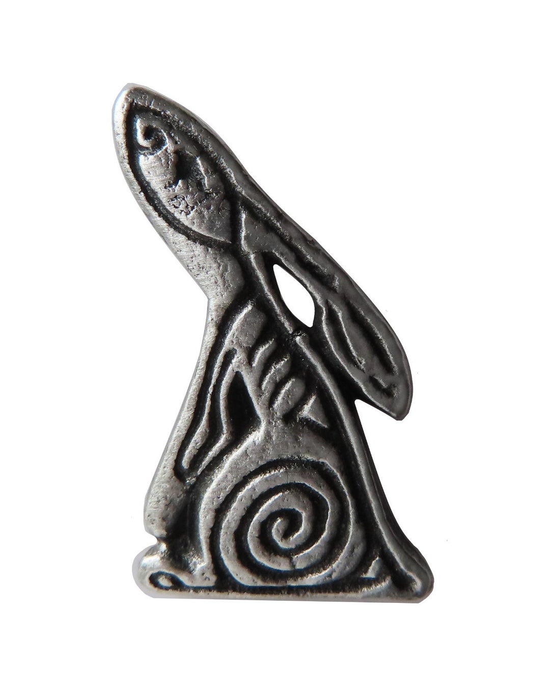 Spiral Hare Celtic Pewter Pin Badge - Hand Made in the United Kingdom ...