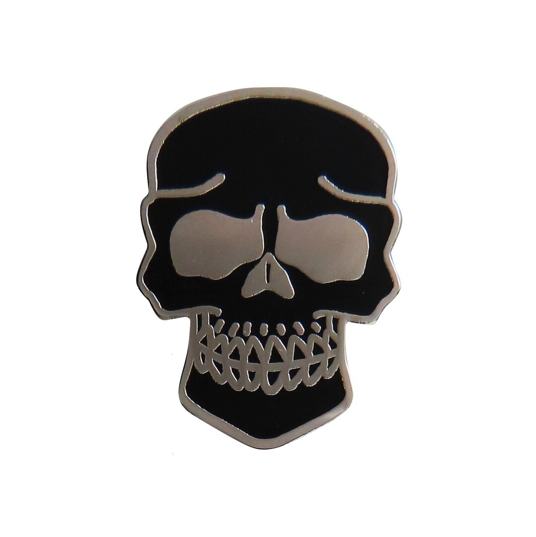 Black Skull Pin Badge - Etsy