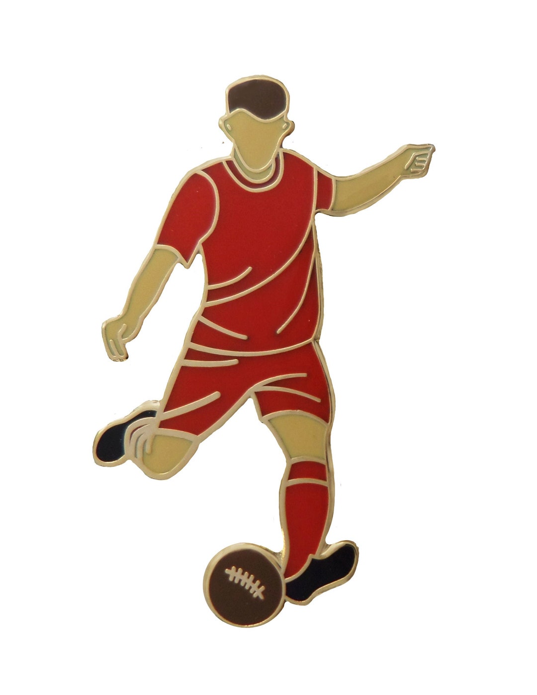 Football Soccer Player Pin Badge - All Red - Etsy